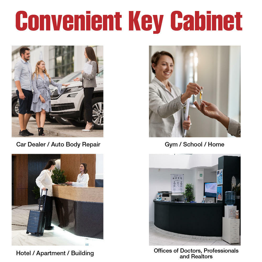 Key Box Wall Mount 200 Position Metal Valet Key Cabinet Lock Box w ...