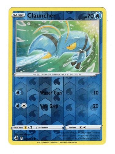 Pokemon TCG Clauncher SWSH Fusion Strike 074/264 Reverse Holo Common ...