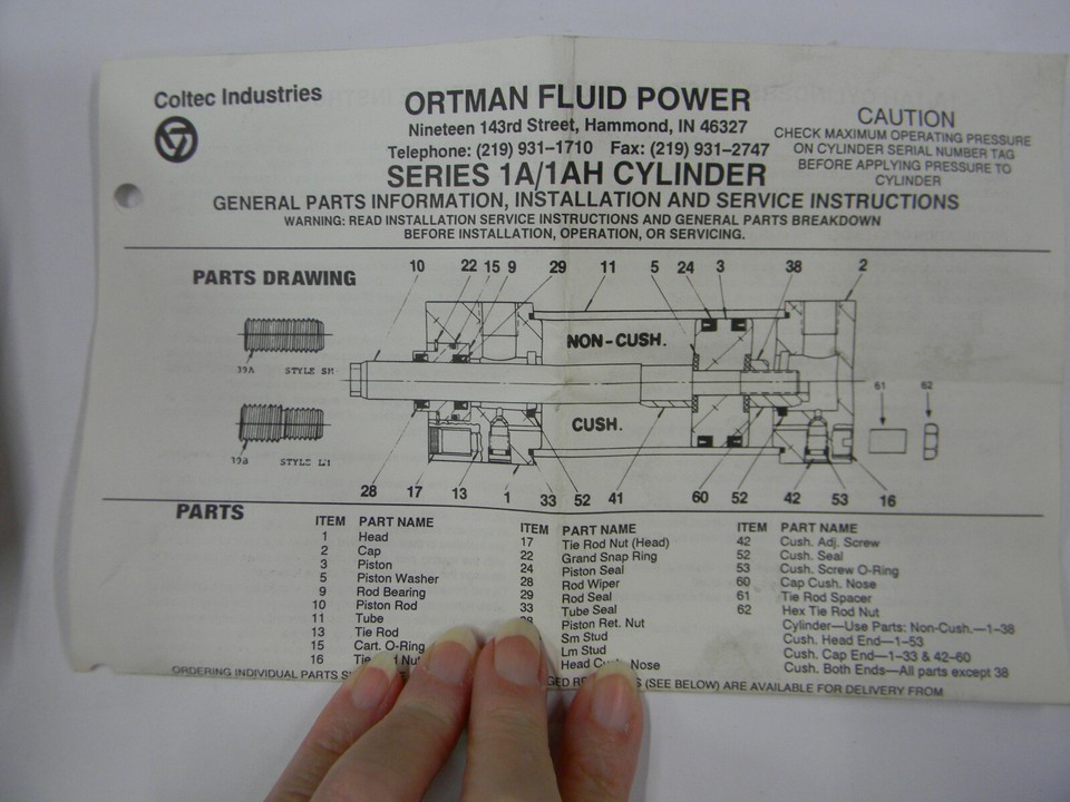 New Ortman Fluid Power RG147660 Rebuild Kit L6 | eBay