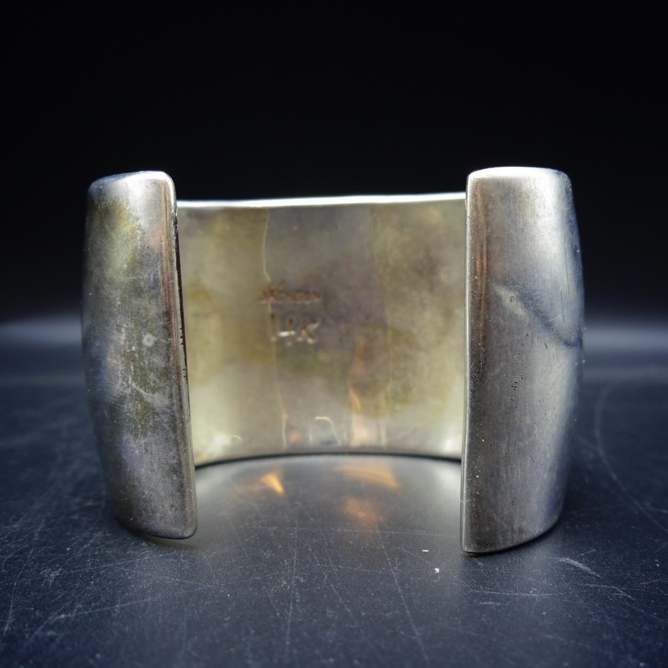 Tommy Jackson NAVAJO SterlingSilver 14K Gold TURQUOISE Wide Cuff Lizard ...