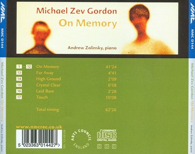 ANDREW ZOLINSKY MICHAEL ZEV GORDON: ON MEMORY NEW CD 5023363014427 | eBay