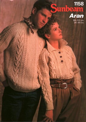 Shirt Neck and Crew Neck Sweaters Knitting Pattern | Sunbeam #1158 | eBay