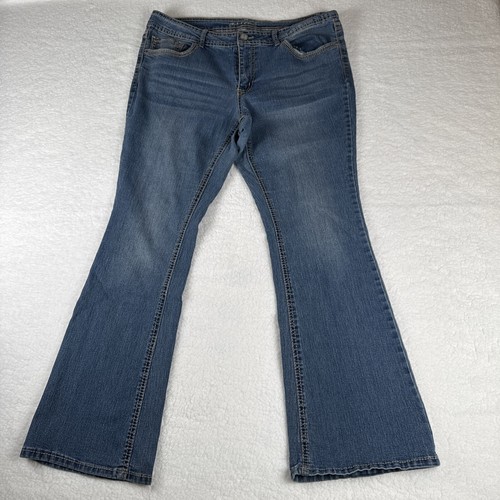 Faded Glory Women's Boot Cut Stretch Denim Jeans Size 16 Embroider Back ...