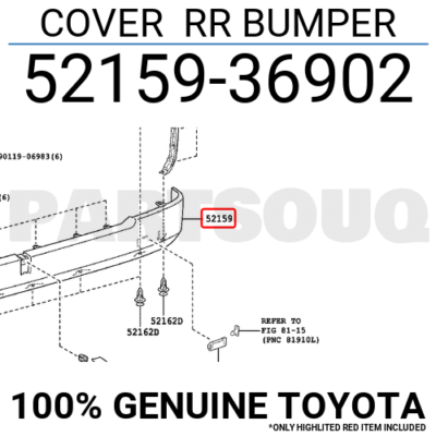 5215936902 Genuine Toyota COVER RR BUMPER 52159-36902 | eBay