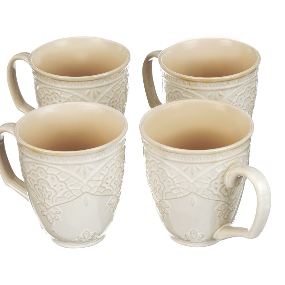 Elegant Rustic Tea Coffee Mug Set Dishwasher & Microwave Safe 17-Oz 4 ...