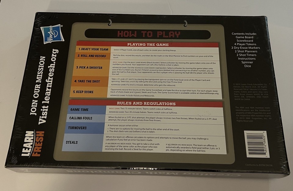 NBA Math Hoops Creating Math Champions Basketball Board Game 2-6 ...