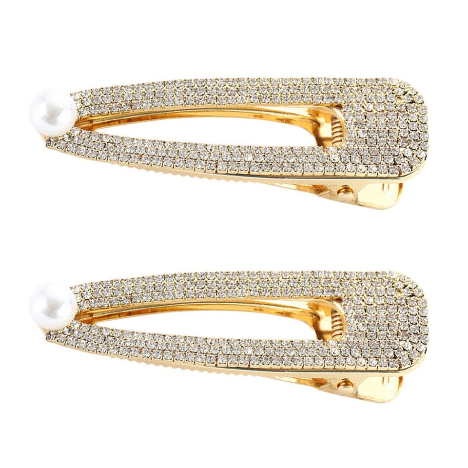 2 Pcs Bridal Wedding Hair Piece Bride Decorations Rhinestone Snap Clip ...