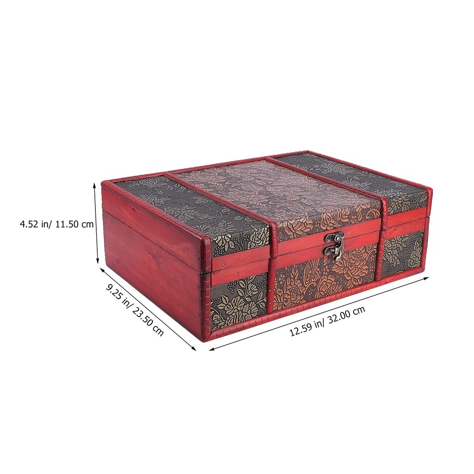 Decorative Book Storage Box with Lid Vintage Wooden Jewelry Document ...