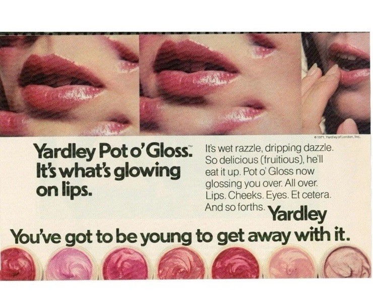 VINTAGE 1970 YARDLEY LONDON COLLECTIBLE POT O' GLOSS TINTED LIP GLOSS ...