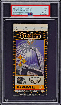 2003 TROY POLAMALU Signed NFL DEBUT TICKET STUB 9/7/03 STEELERS RAVENS ...
