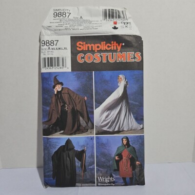 Simplicity #9887 Cape Tunic Wizard Wraith Size A XS, S, M, L, XL - UNCUT | eBay