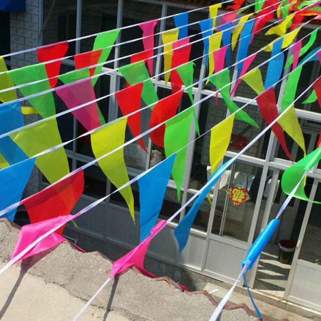 100M Multicolored Bunting Banner Multicolor Outdoor Decoration Triangle ...