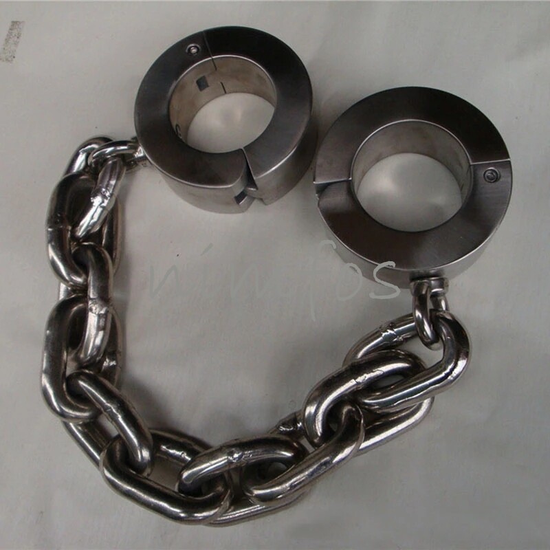 HeavyWeight Thick Stainless Steel with Chain Leg Shackles Restraints ...