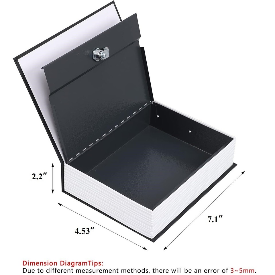 Diversion Book Safe with Combo or Key Lock Portable Metal Lock Box ...