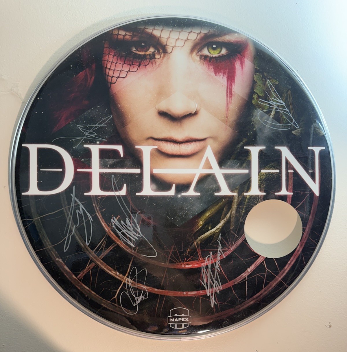 SIGNED DELAIN AUTOGRAPHED DRUMHEAD HUMAN CONTRADICTION MOONBATHERS TOUR ...