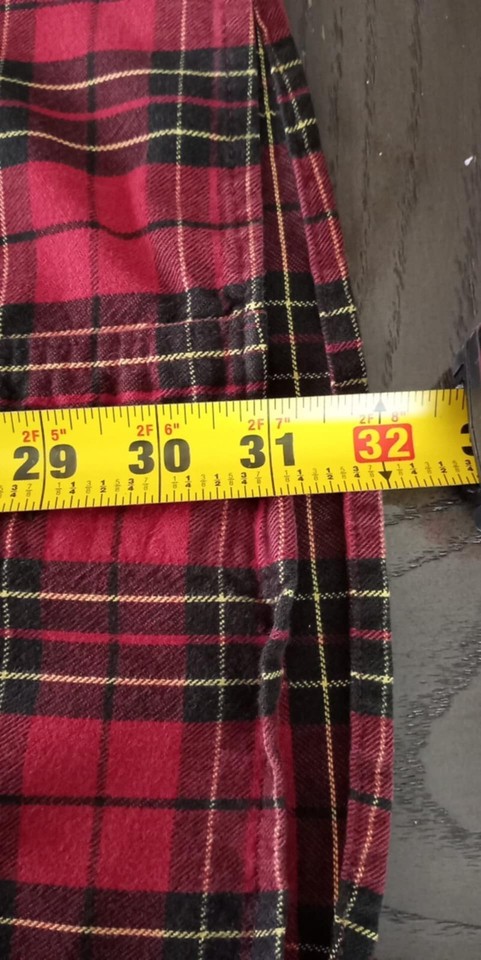 LL Bean Men's Flannel Shirt Large Pocket Cotton Red/Yellow/Black Scotch ...