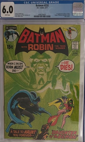 (1971) BATMAN #232 CGC 6.0 WP! Classic Neal Adams Art & Cover! 1st RAH ...