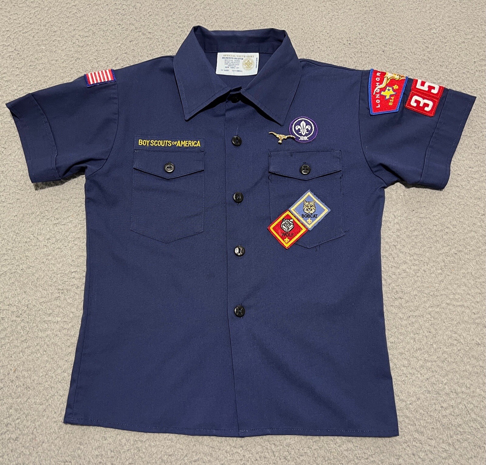 Boy Scouts of America Shirt Boys Youth Small Blue Button Patches ...