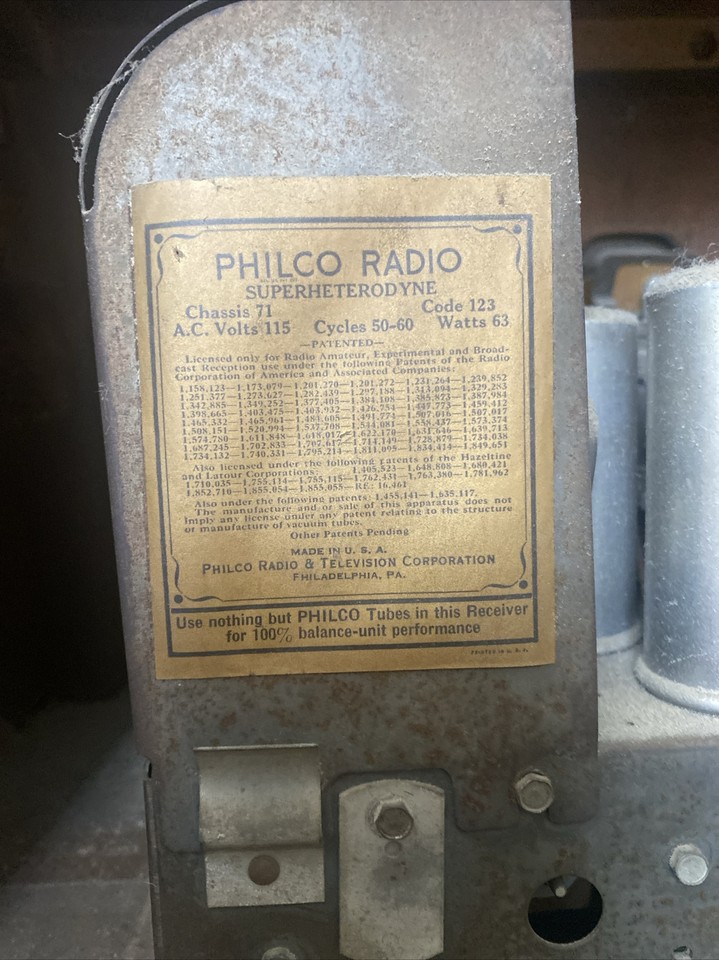 Philco Radio Superheterodyne Chassis 71 Floor Radio Vintage Retro | eBay