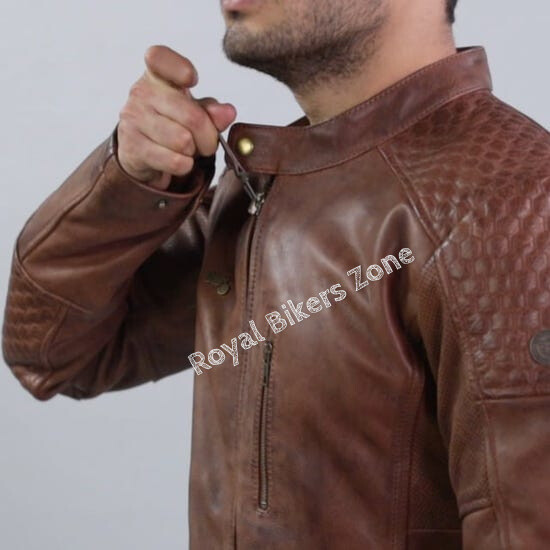 ROYAL ENFIELD "SPIRIT LEATHER JACKET BROWN & BLACK All Season" | eBay