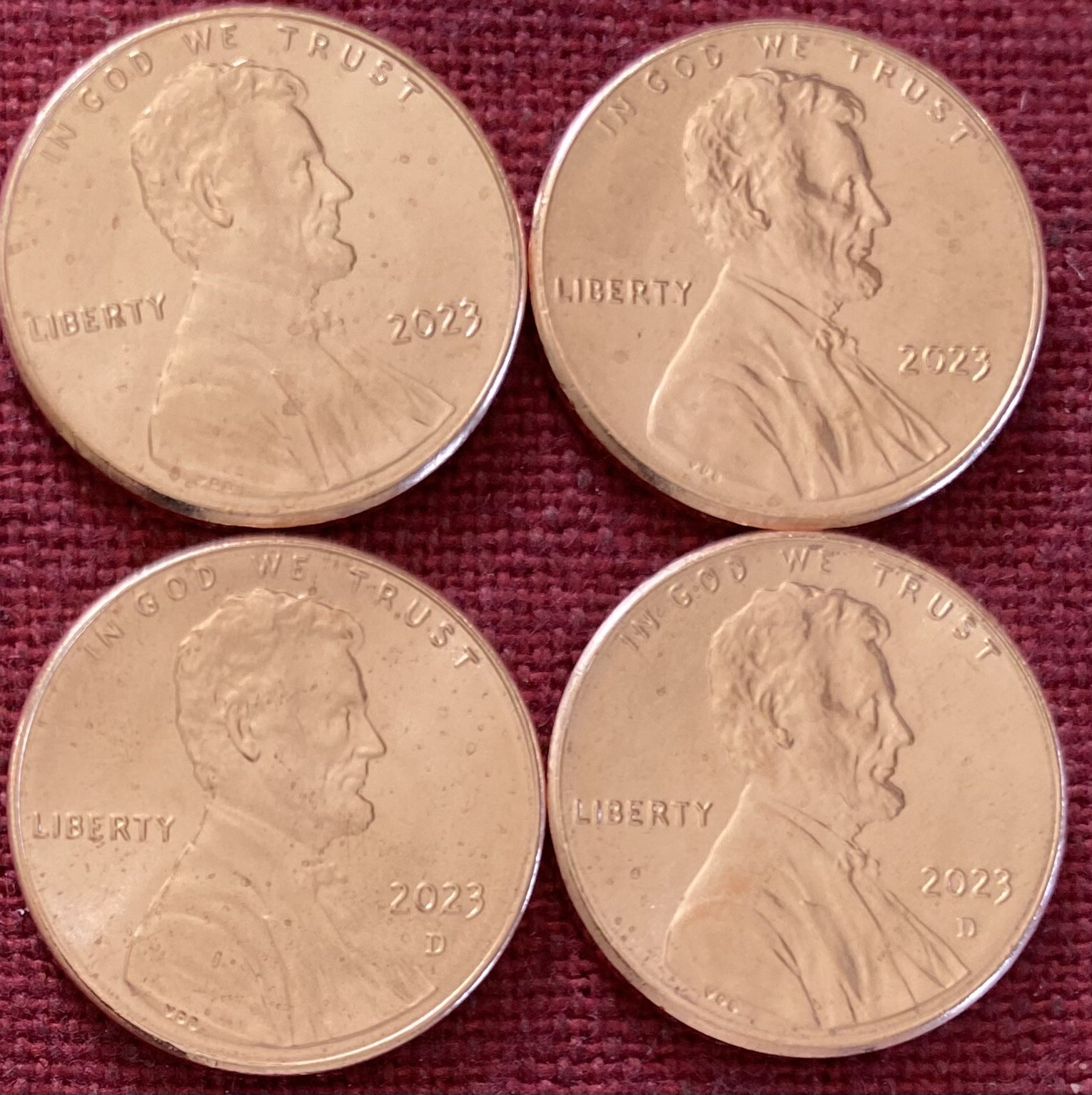 2023-P & D BU Lincoln Shield Cents - Lot of Four Cents - 2 Of Each | eBay
