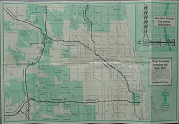 1960 ILLINOIS TOLLWAY MAP - CHICAGO & AREA | eBay