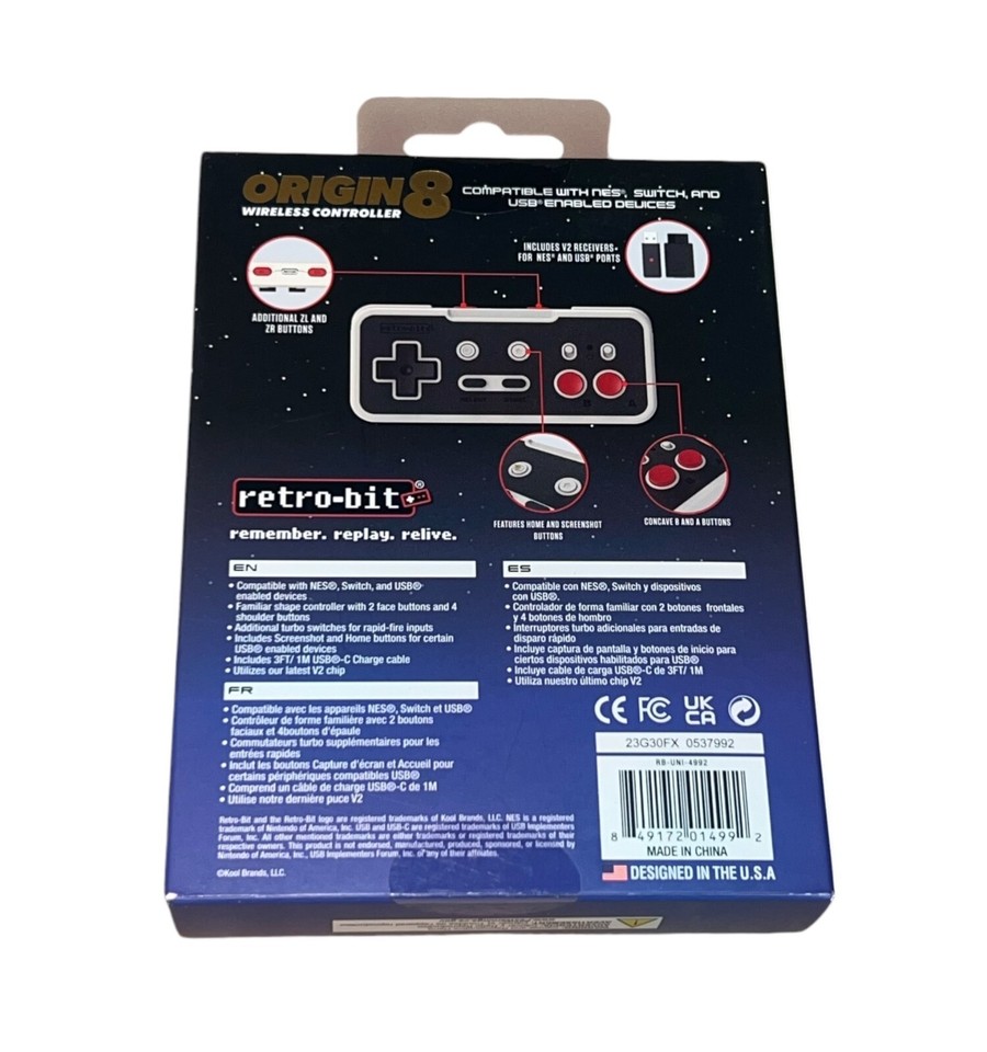 Retro-Bit Origin8 Wireless Controller for Nintendo NES/Switch/PC | eBay
