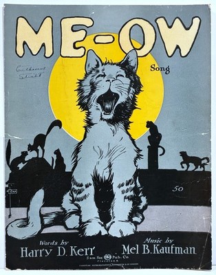 1919 "ME-OW SONG" SHEET MUSIC - LARGE FORMAT - ALLEY CAT ART COVER | eBay