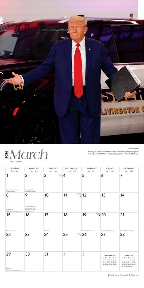 President Donald J. Trump | 2026 12x24" Square Wall Calendar | Plastic ...