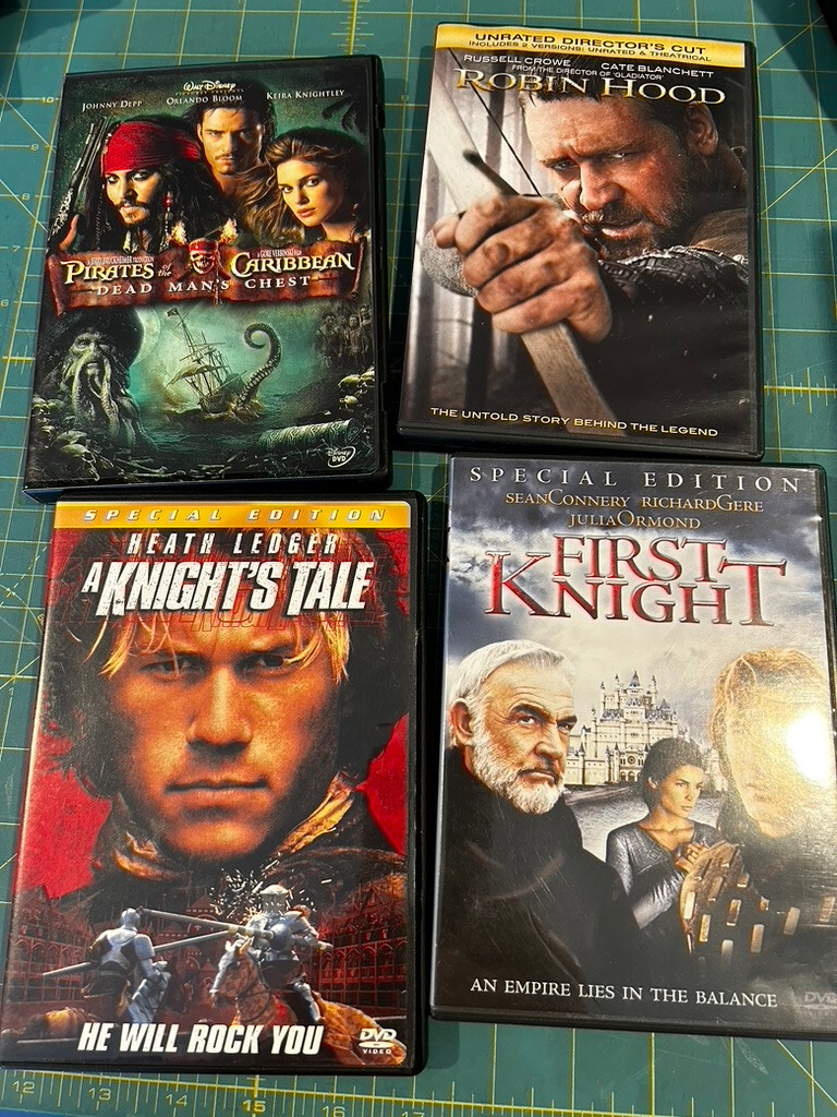 4 Action DVD"s: Pirates of Caribbean, Robin Hood, Knight's Tale ...