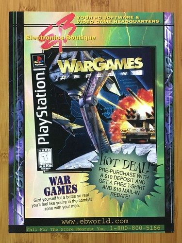 WarGames: Defcon 1 PS1 1998 Vintage Print Ad/Poster Official EB GAMES ...