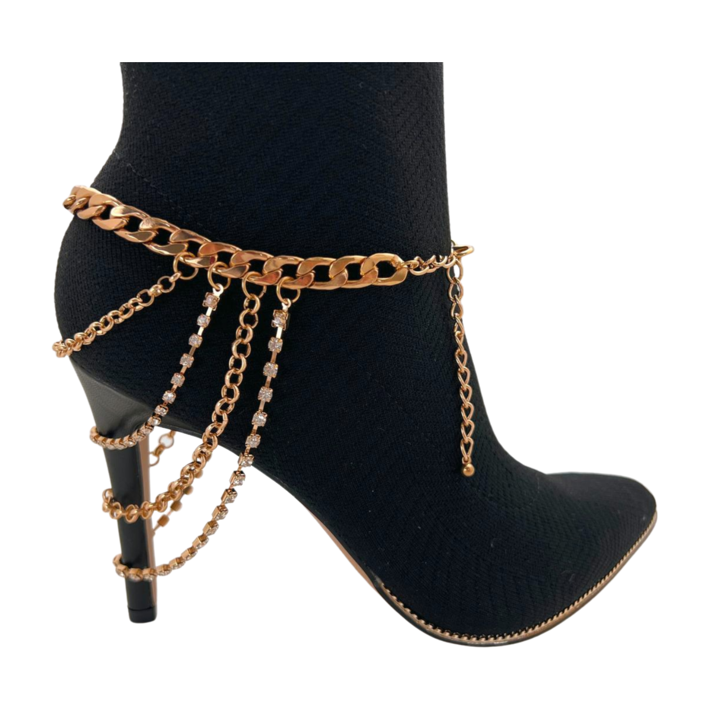 Women Gold Metal Boot Chain Bracelet Anklet Shoe Multi Strand Back ...