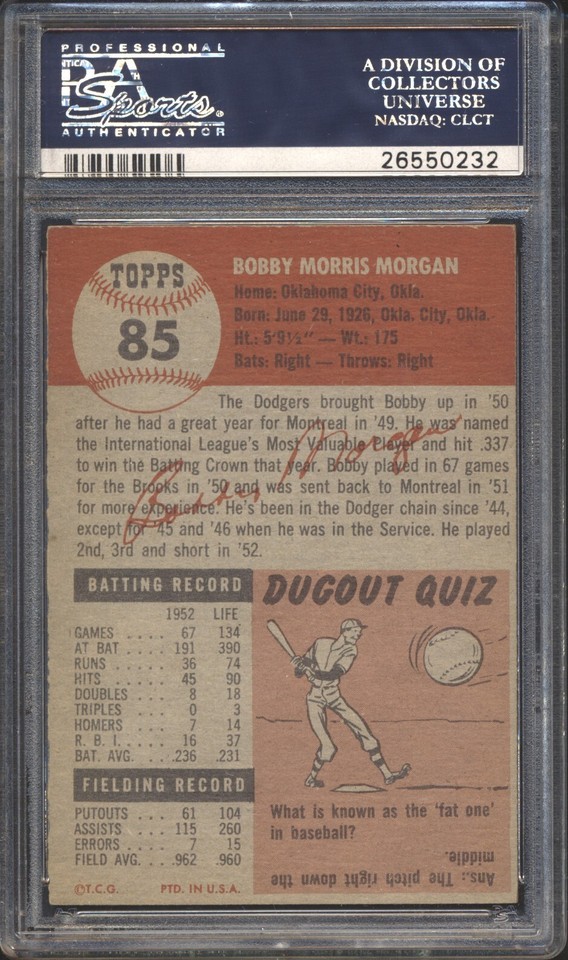 1953 Topps Baseball Bobby Morgan #85 PSA 6 DODGERS EX-MT | eBay