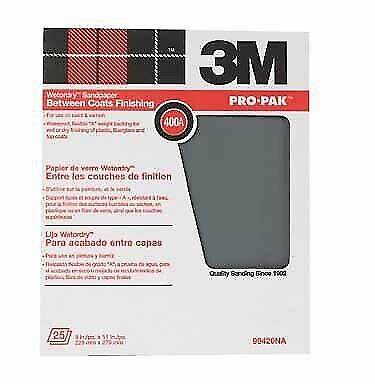 3M Pro-Pak Wetordry Between Finish Coats Sanding Sheets, 400A-Grit, 9 ...