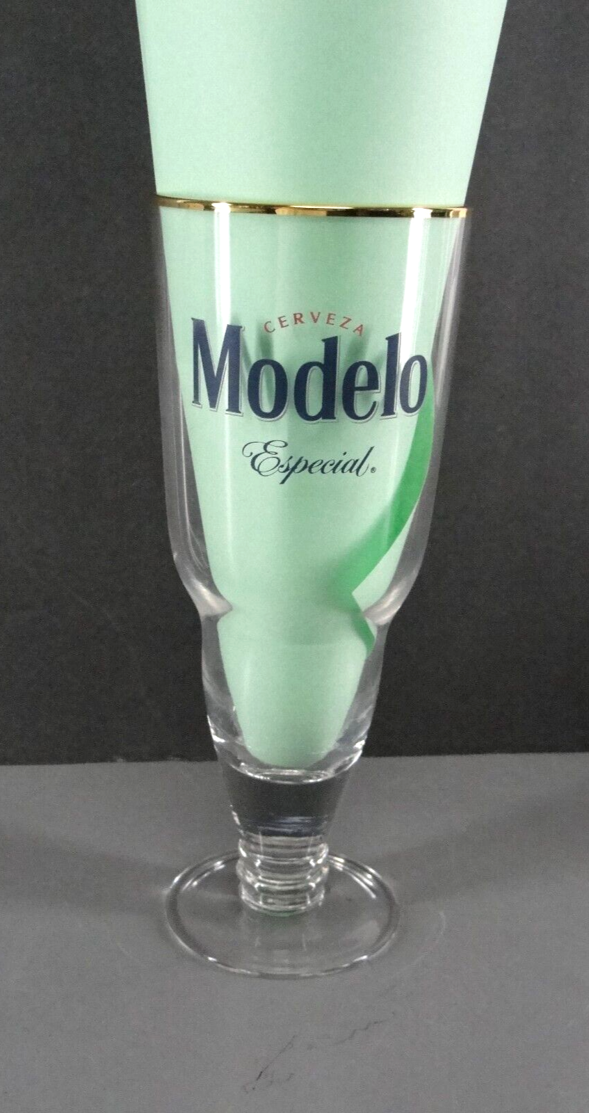 MODELO ESPECIAL 8" BEER PINT DRINKING GLASS 🧉 GOLD RIM BARWARE MANCAVE ...