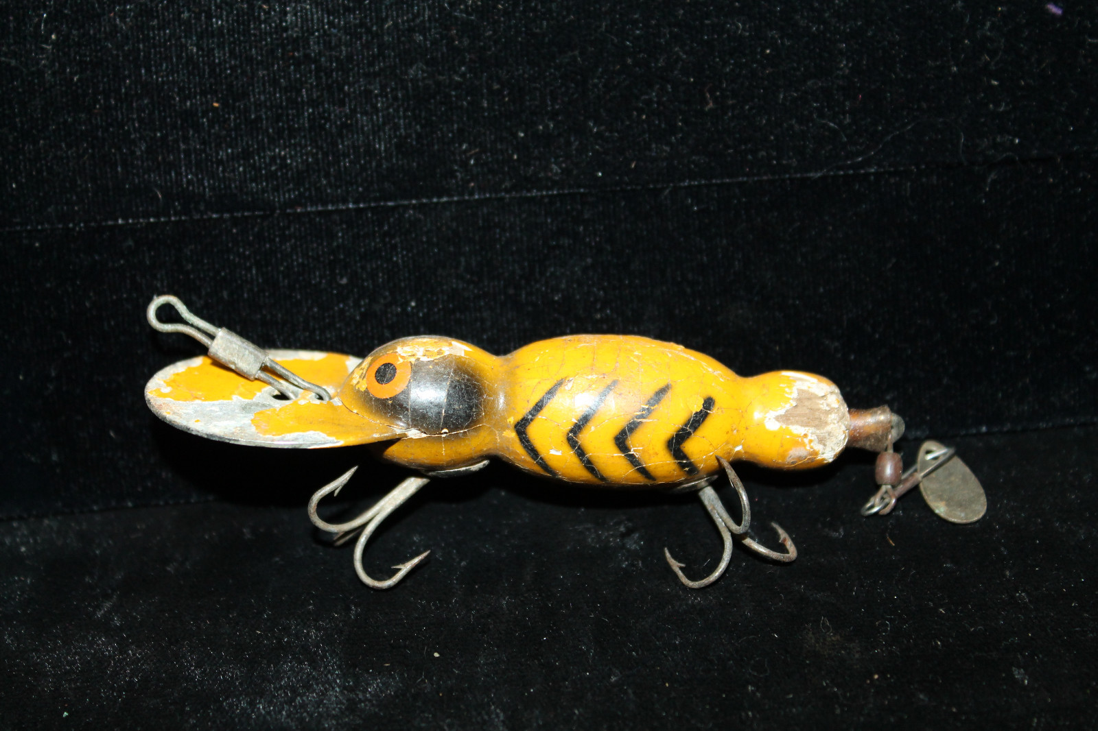 Antique Wooden Luxon Fishing Lure Yellow and Black 3-1/2" | eBay