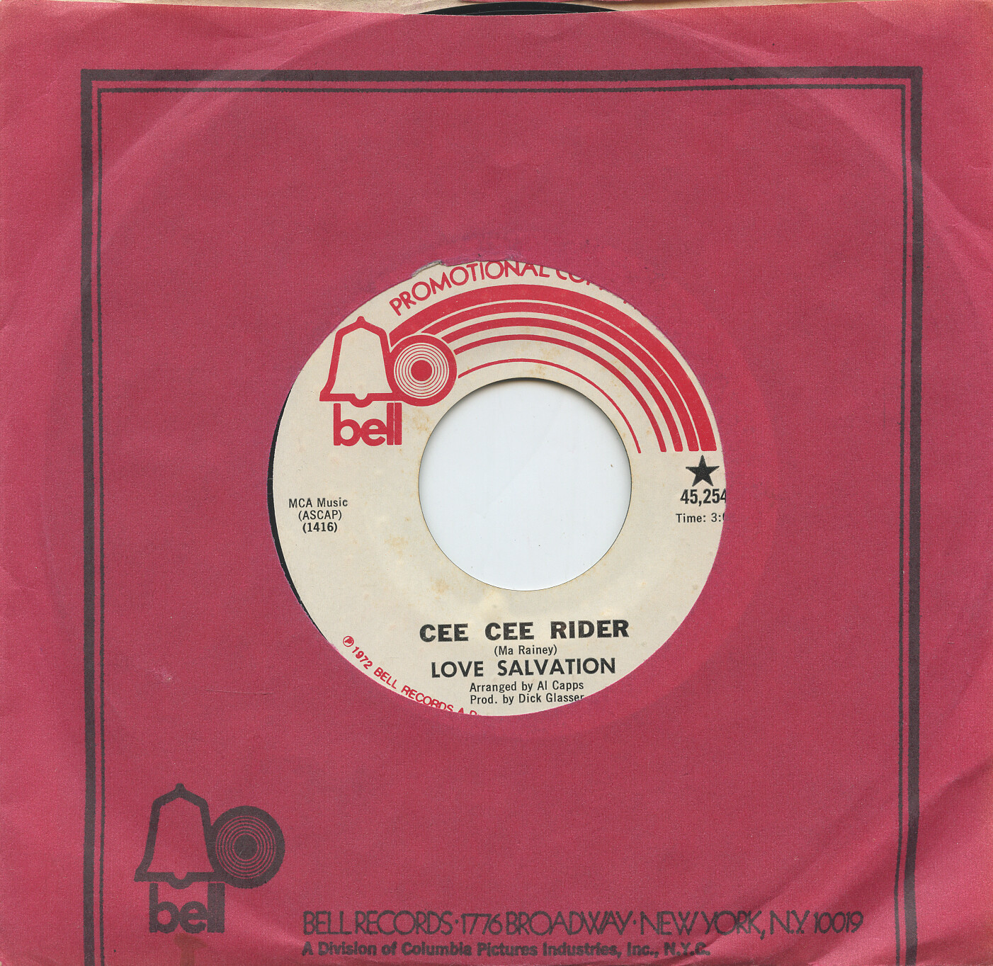 HEAR - Rare Rock 45 - Love Salvation - Cee Cee Rider - Bell # 45,254 ...