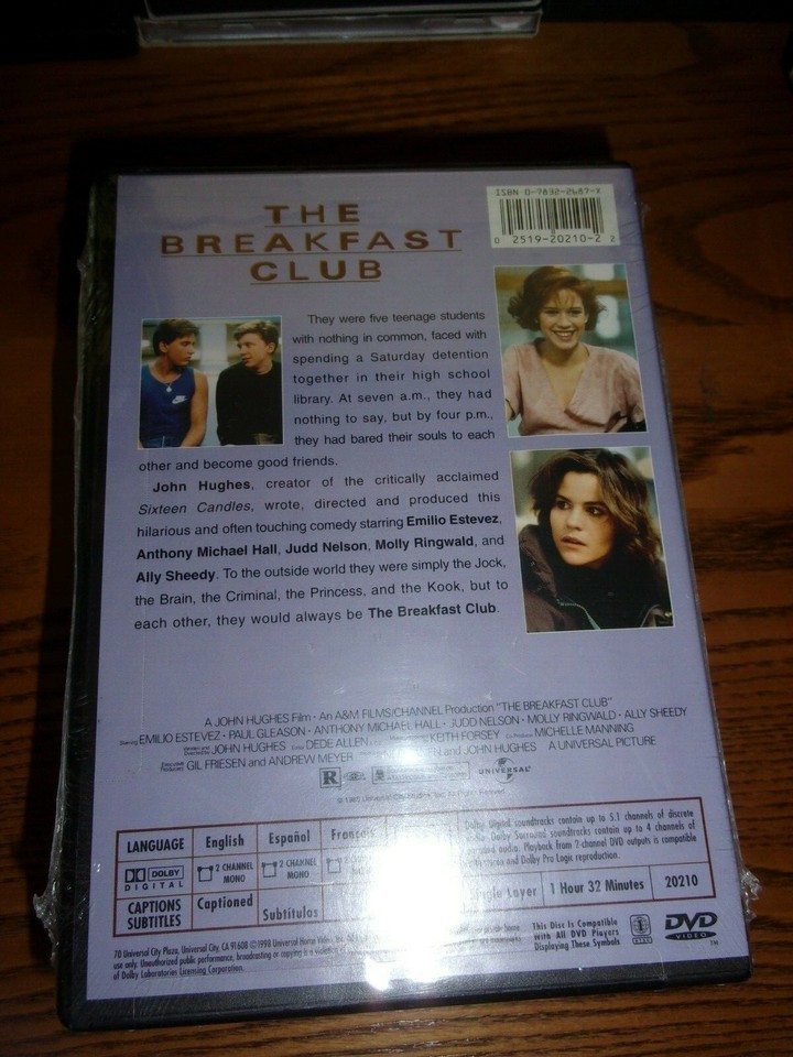 THE BREAKFAST CLUB - DVD- WIDESCREEN- NEW AND FACTORY SEALED!! | eBay