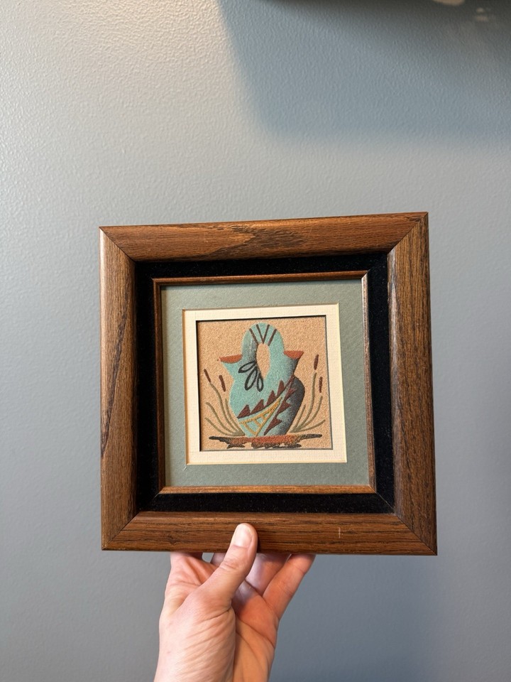Native American Sand Painting Wooden Frame Art 9x9 G Yazzie? Navajo ...