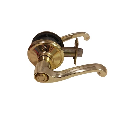 Schlage Brass DOOR KNOB Bed Bath GOLD FRENCH Lever Push Button Lock ...