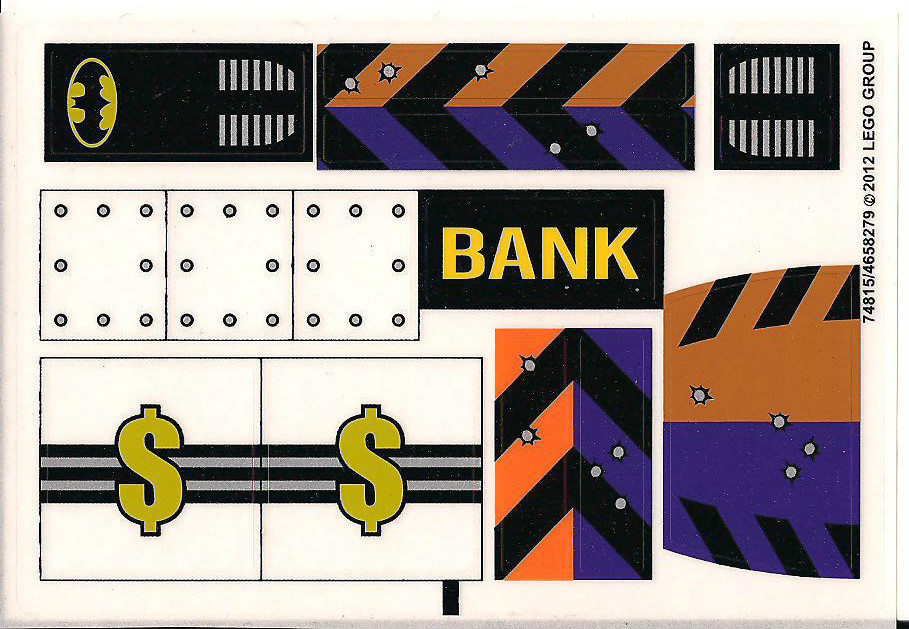 LEGO 6864 - Batman - Batmobile and the Two-Face Chase - STICKER SHEET ...