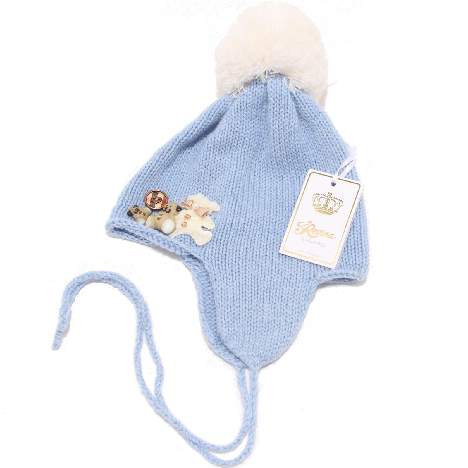 6145I cuffia bimba REGINA BY ANGELA MAFFEI lana merino cappello hat ...