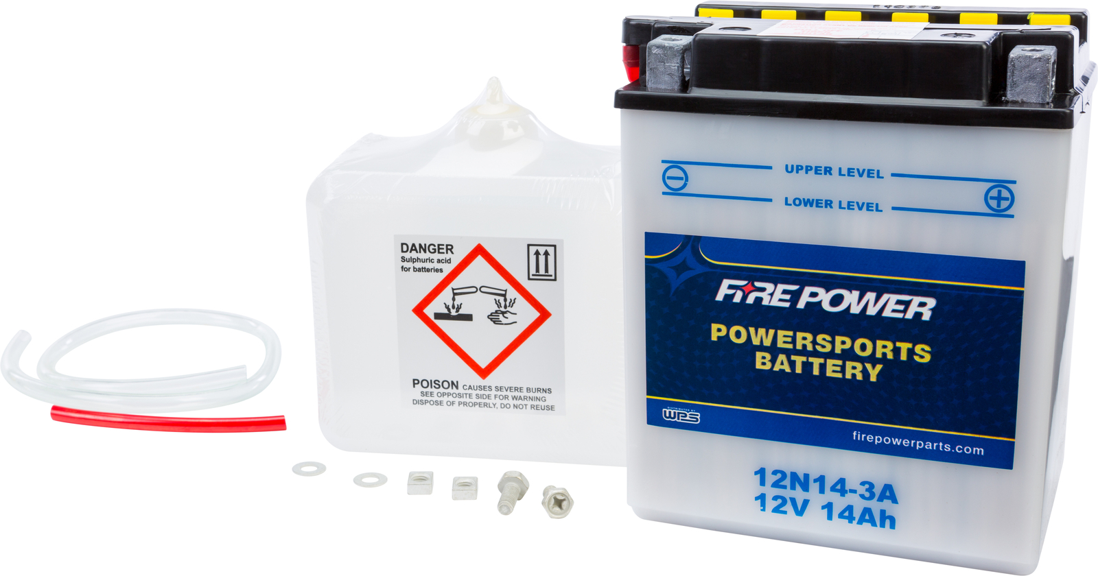 Fire Power - 12N14-3A - Conventional 12V Standard Battery with Acid ...
