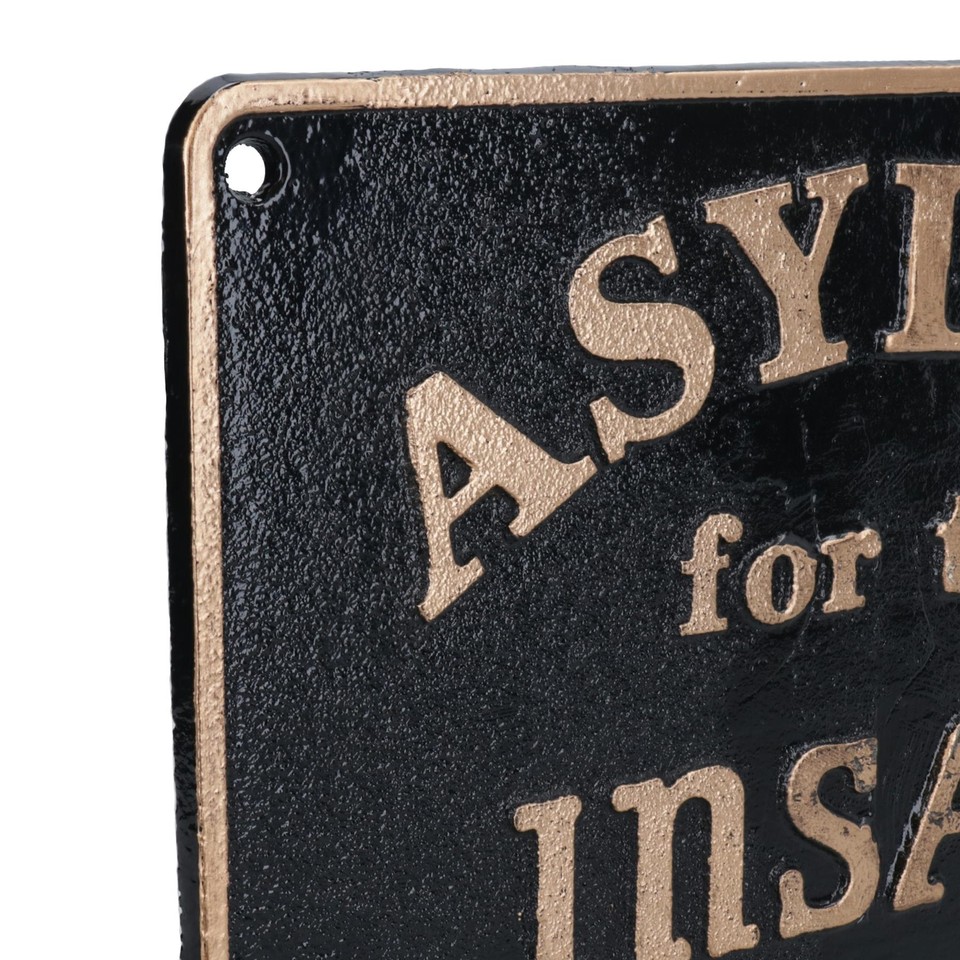 Asylum For The Insane Sign Plaque Cast Iron Door Mental Hospital House ...