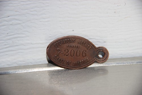 AZ Arizona Operators Driver's License Copper Key Tag James H Kerby ...
