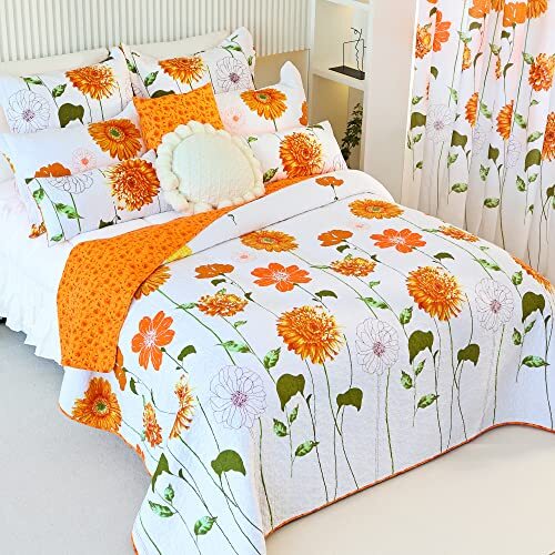100% Cotton Quilt King Size Sunflower Bedding Set Floral King106"x96 ...