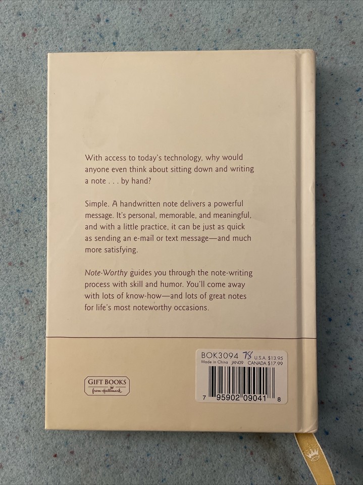 Hallmark Gift Book NOTE WORTHY Hardcover Guide to Personal Note Writing ...
