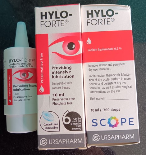HYLO FORTE LUBRICATING EYE DROPS x 2 UNUSED IN DATE 10 ML x 2 ...