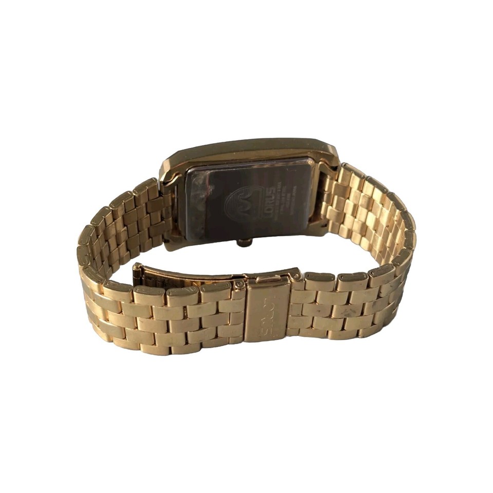 Lorus Mens Dress Tank Watch With Date Window Working Gold Tone Silver ...