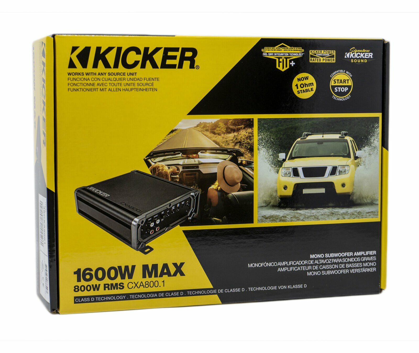 Kicker CXA8001, CX Series Mono Class D Car Subwoofer Amplifier, 800W ...